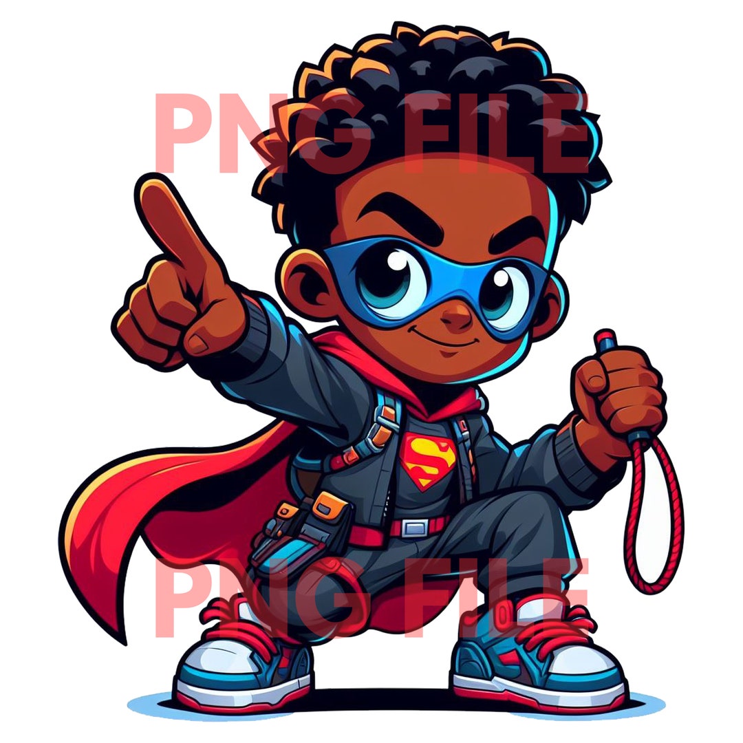 African-american Kids Clipart, Black Boys, PNG File, Superhero, Black ...