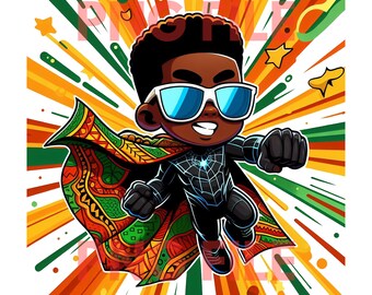 African-american Kids Clipart, Black Boys, PNG File, Superhero, Black ...