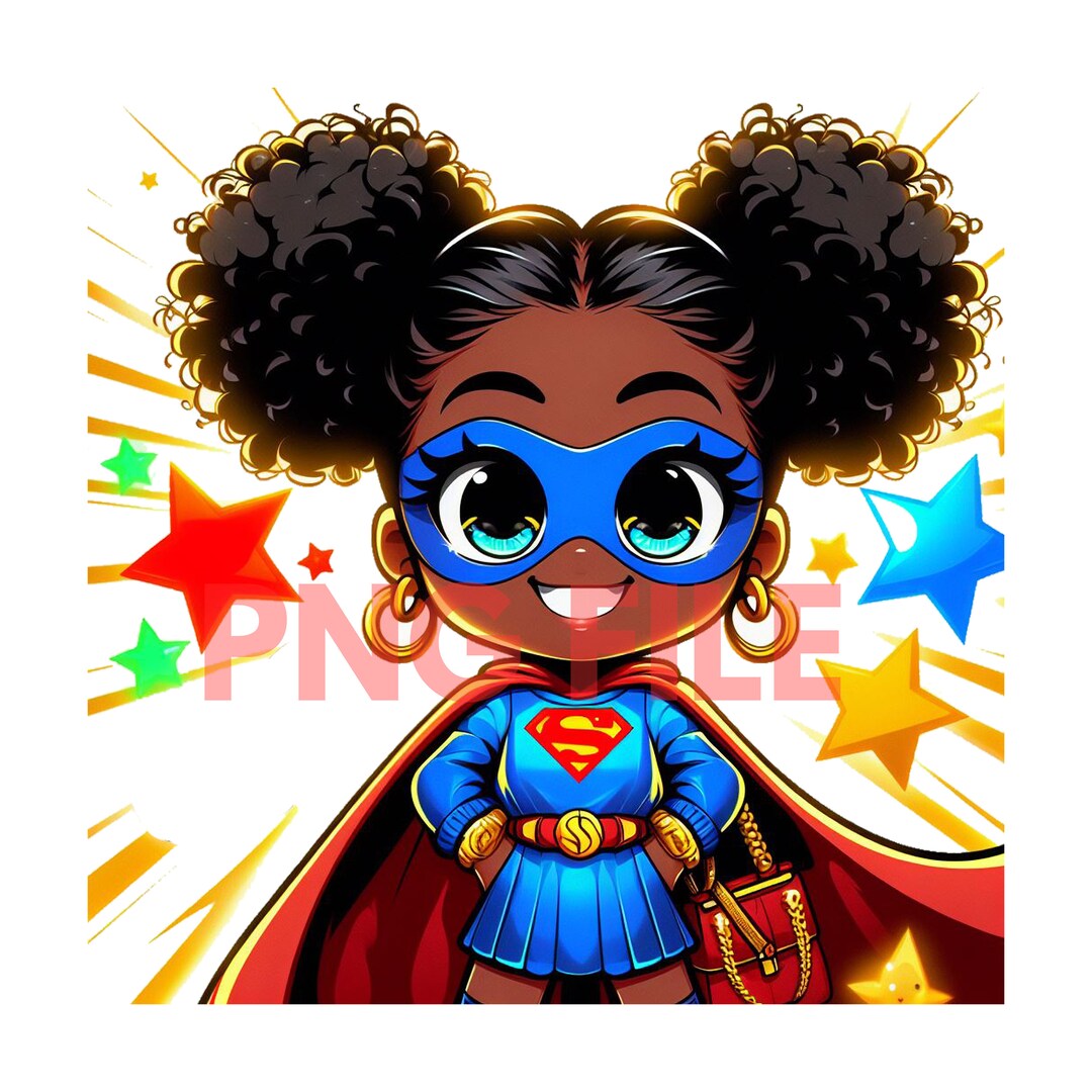 African-american Kids, Clipart, PNG File, Black Girl, Superhero, Black ...