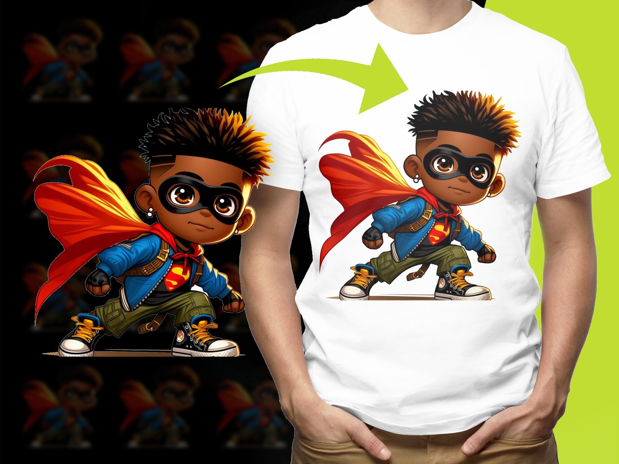 African-american Kids Clipart, Black Boy Superhero, PNG File, Black ...