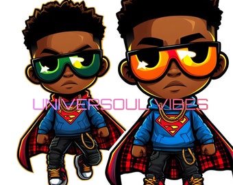 African-american Kids Clipart, Black Boys, PNG File, Superhero, Black ...