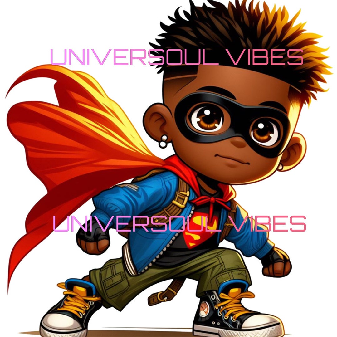 African-american Kids Clipart, Black Boy Superhero, PNG File, Black ...