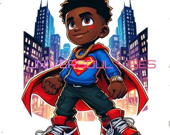 African-american Kids Clipart, Black Boys, PNG File, Superhero, Black ...