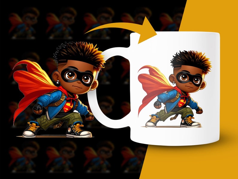 African-american Kids Clipart, Black Boy Superhero, PNG File, Black ...