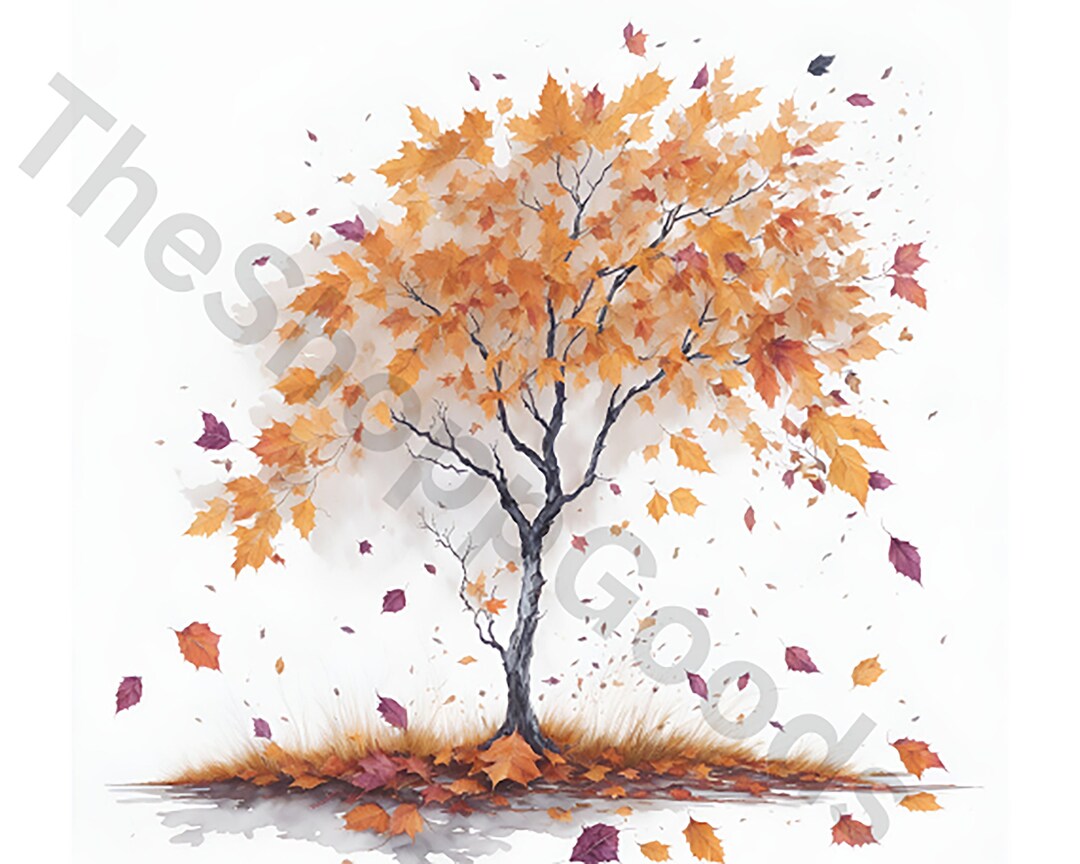 Autumn Leaves & Trees Clipart Bundle, 12 Transparent Pngs, Card Making ...