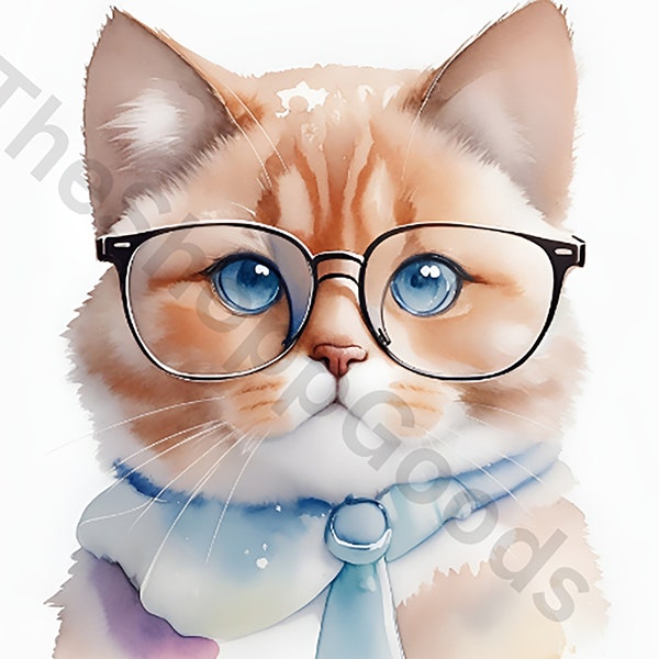 Cat Wearing Glasses - Etsy