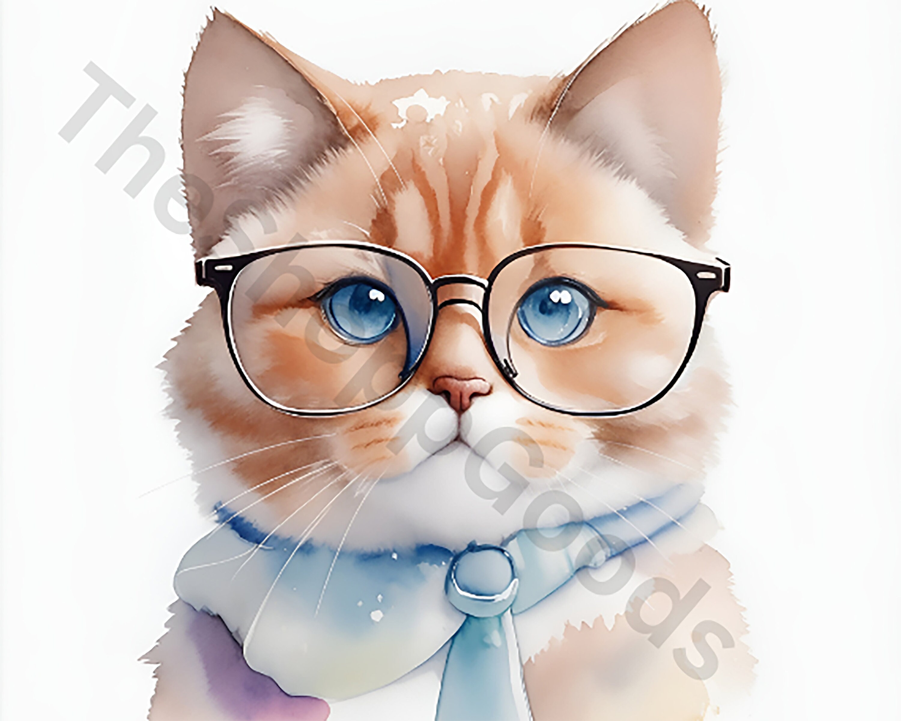 Cats Wearing Glasses Clipart Bundle, 10 High Quality Jpgs, Cat Clipart ...