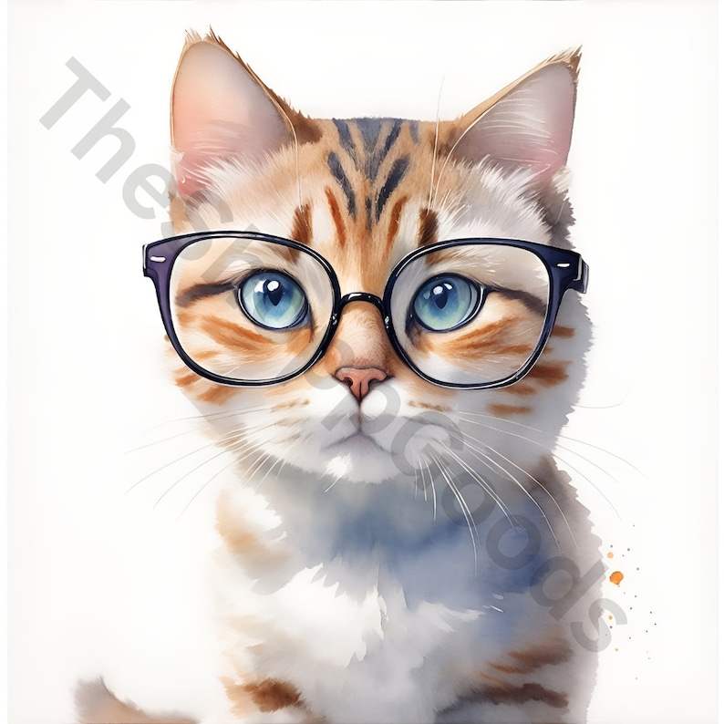 Cats Wearing Glasses Clipart Bundle 10 High Quality Jpgs Cat - Etsy