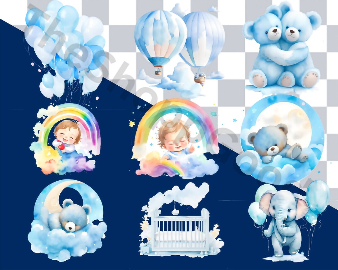 Watercolor Baby Boy Clipart Bundle, 10 High Quality Transparent Pngs ...