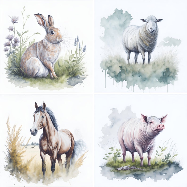 Farm Animals Clipart Bundle Farmyard Animals Commercial Use - Etsy