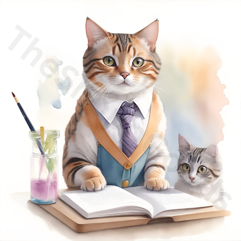 Teacher Cats Clipart Bundle, 10 High Quality Jpgs, Back to School ...