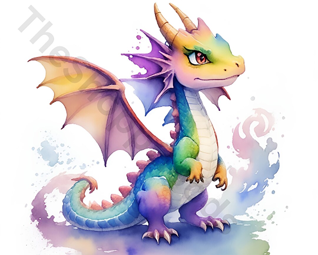Cute Cartoon Style Dragons Clipart Bundle, 12 Transparent Pngs, Nursery ...