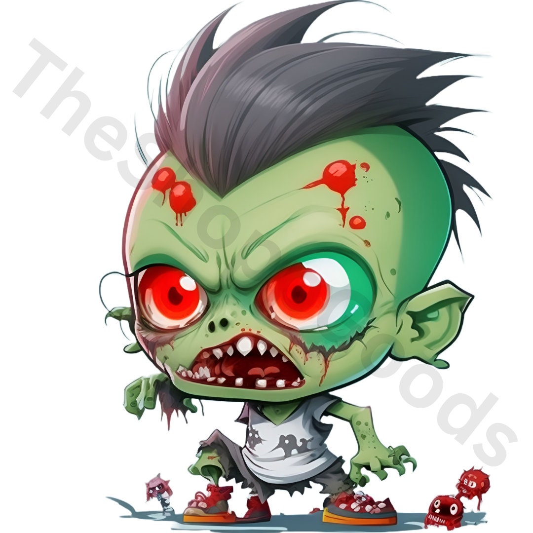 Cartoon Zombies Clipart Bundle 11 Transparent Pngs Halloween - Etsy
