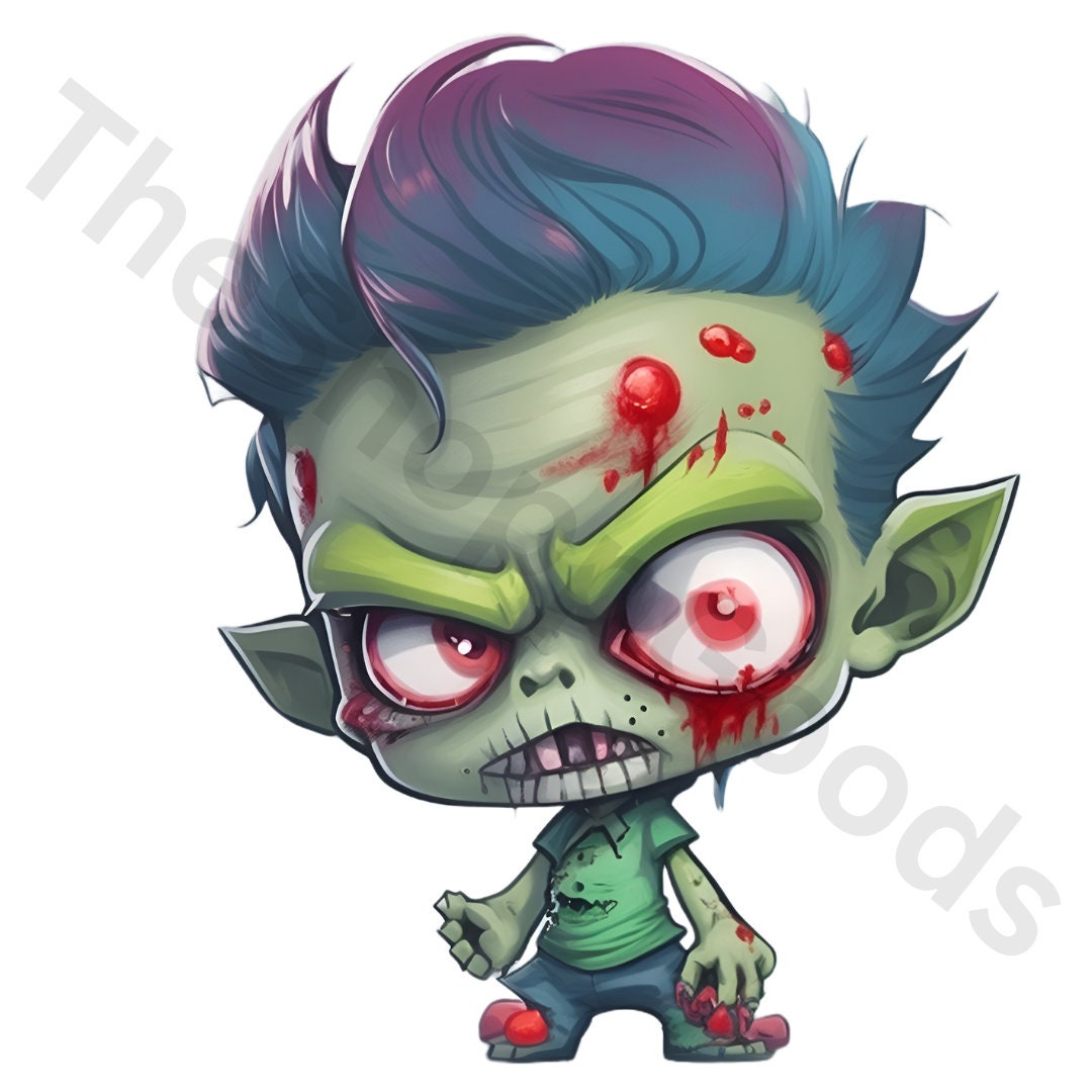 Cartoon Zombies Clipart Bundle 11 Transparent Pngs Halloween - Etsy
