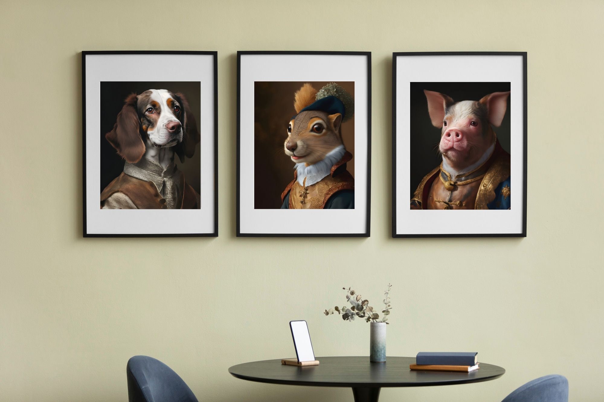 Renaissance Animal Portraits Set of 8 Prints, Digital Printable Wall ...