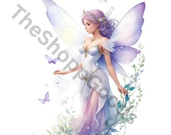 Fairy Watercolor Clipart Png Whimsical Clip Art Cute Fairy - Etsy