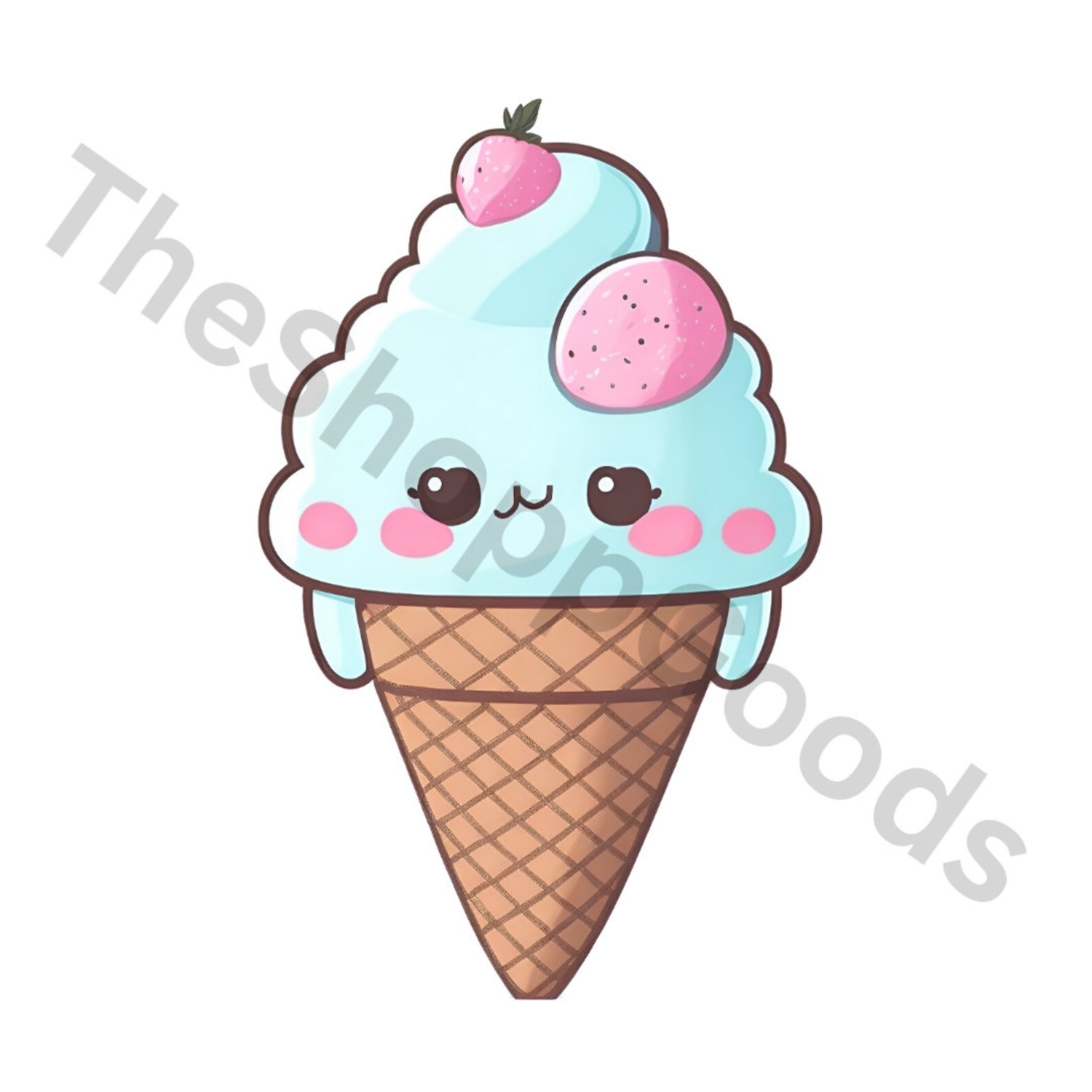 Kawaii Ice Creams Clipart Bundle, Cute Kawaii Cartoon Style Ice Cream ...