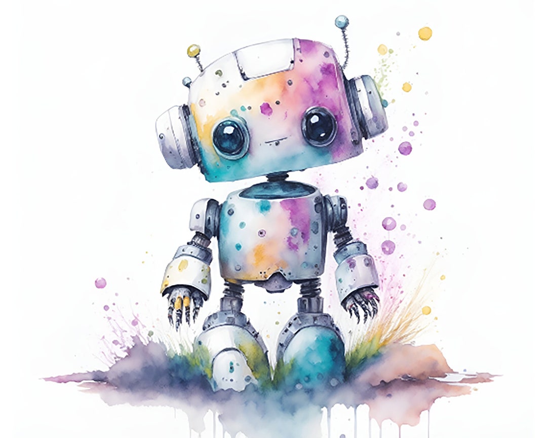 Cute Little Robot Clipart Bundle, 12 High Quality Jpgs, Card Making ...