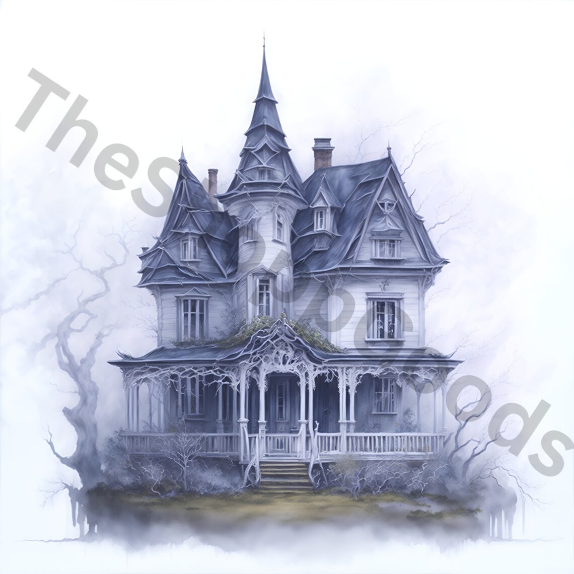 Realistic Haunted House Clipart Bundle, 10 High Quality Jpgs, Card ...