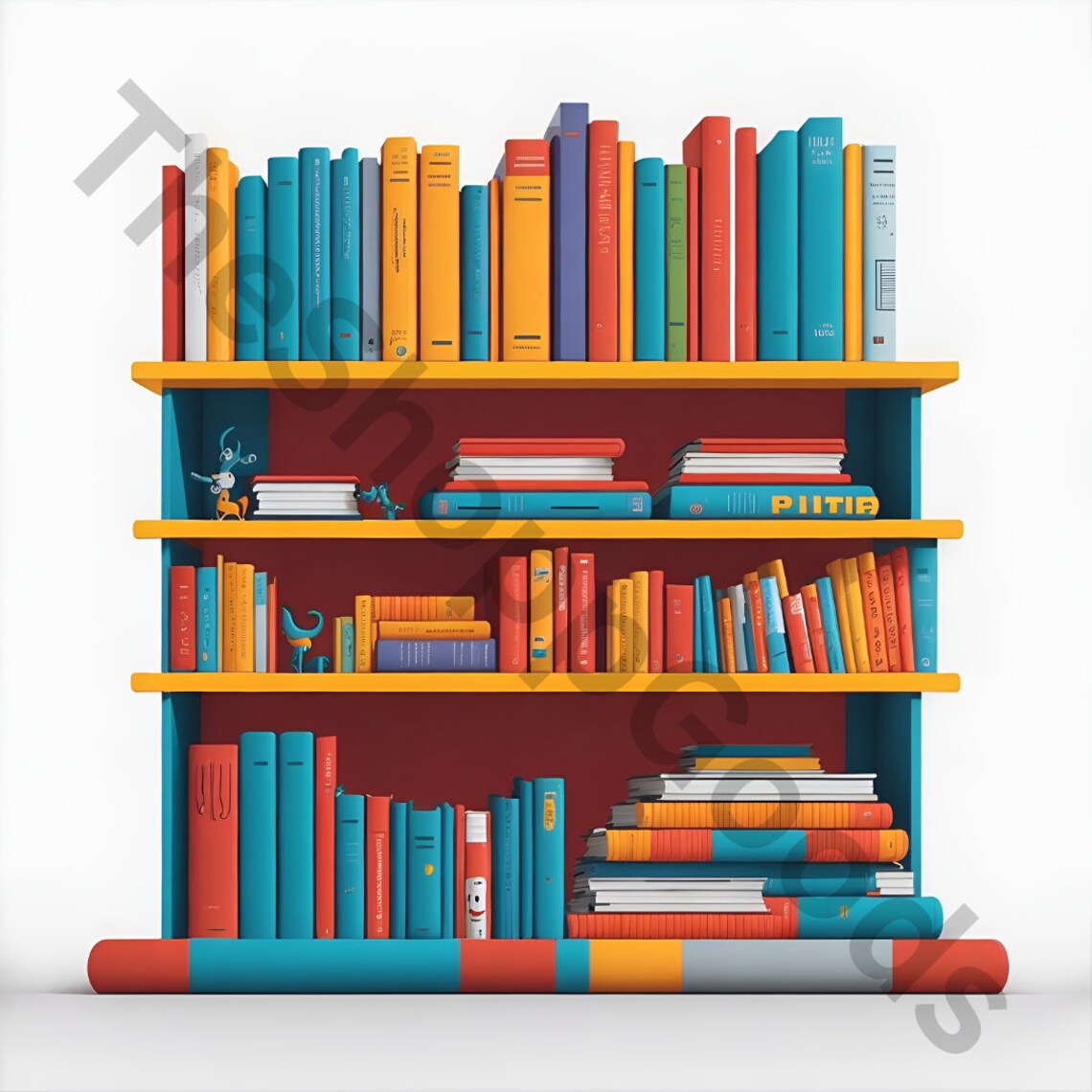 Book Shelf Clipart Bundle, 12 High Quality JPG/PNG, Cartoon Book Shelf ...