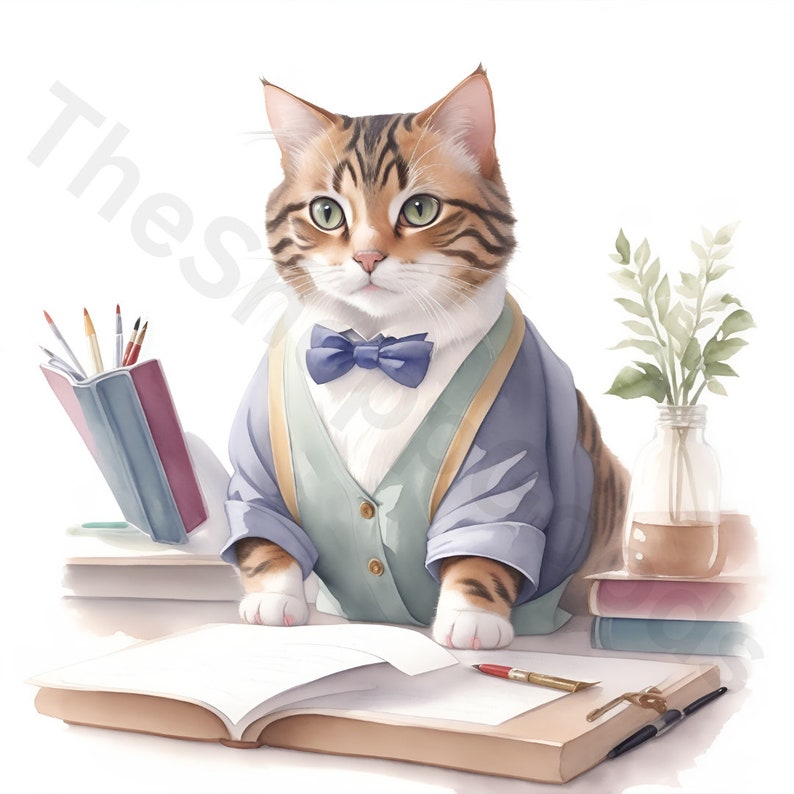 Teacher Cats Clipart Bundle, 10 High Quality Jpgs, Back to School ...