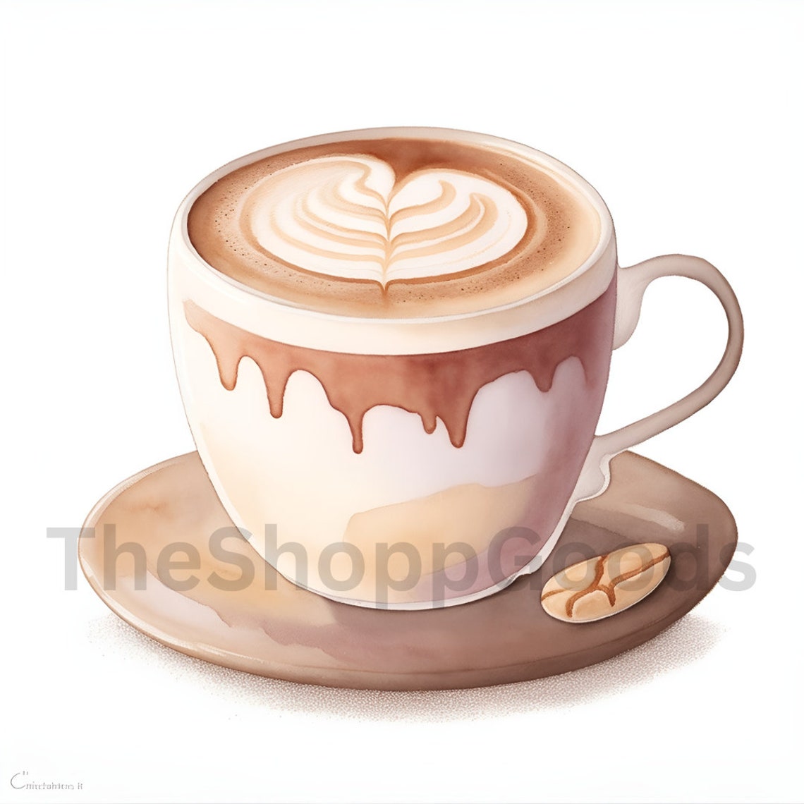 Coffee Watercolor Clipart Bundle, 10 High Quality Transparent PNG ...