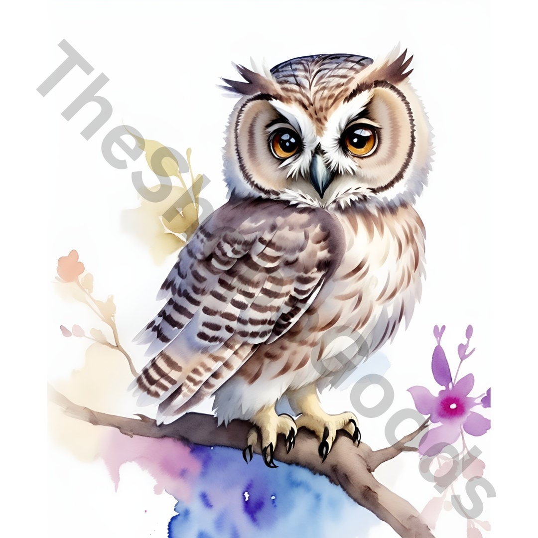 Colorful Owl Clipart Bundle, 12 High Quality Jpgs, Watercolor Clipart ...