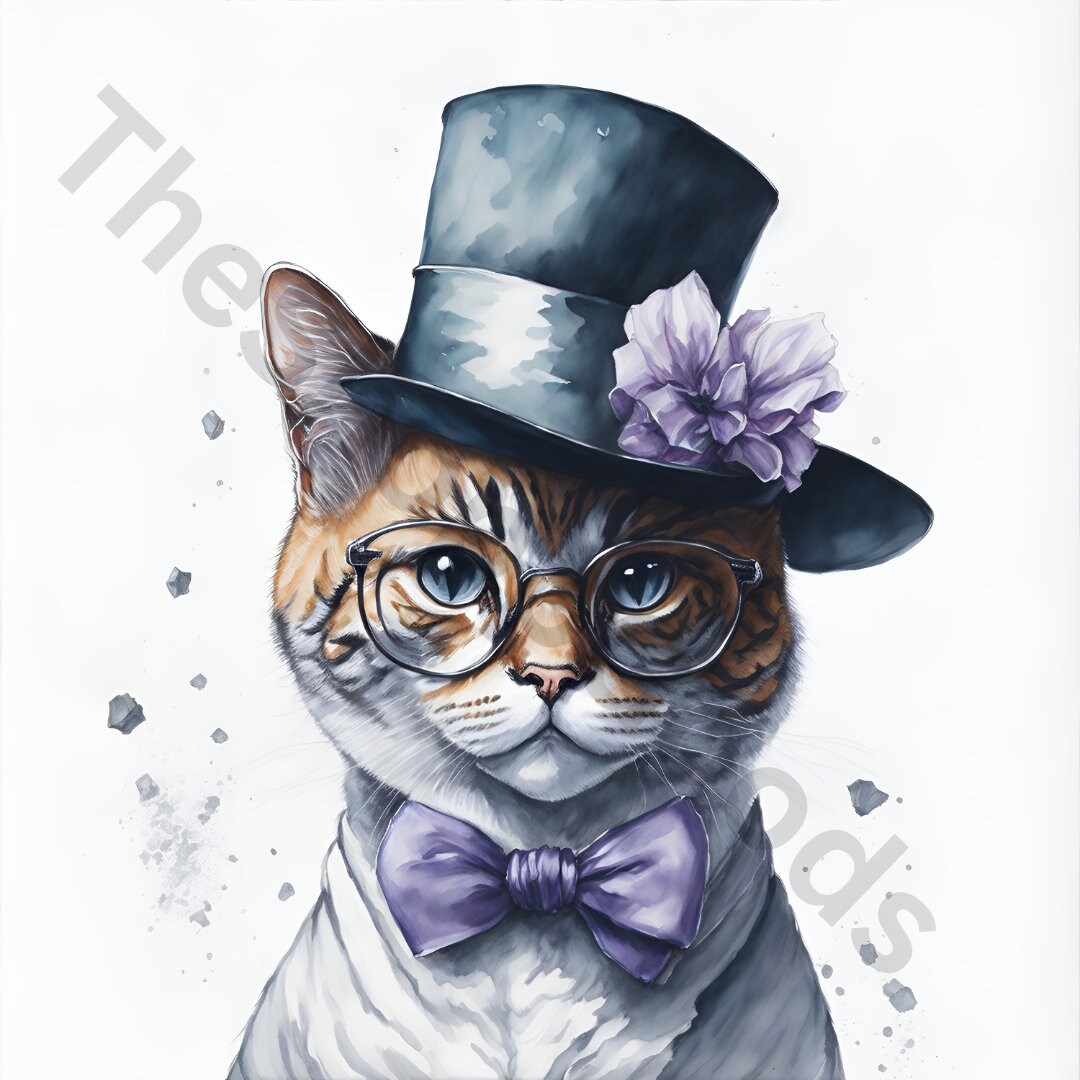 Cats Wearing Glasses Clipart Bundle, 10 High Quality Jpgs, Cat Clipart ...