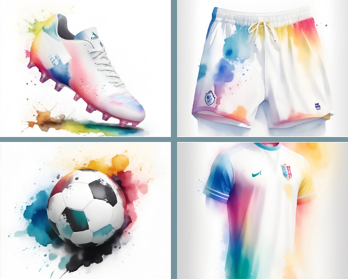 Soccer Watercolor Clipart Bundle 10 High Quality Transparent - Etsy