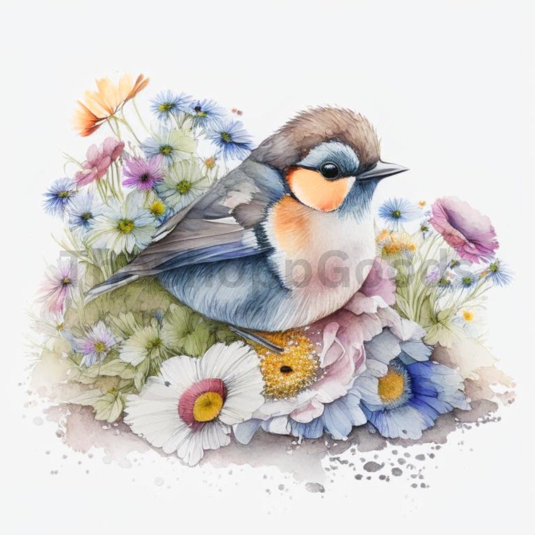 Cute Bird Watercolor Clipart Bundle, 10 Beautiful Transparent Pngs ...