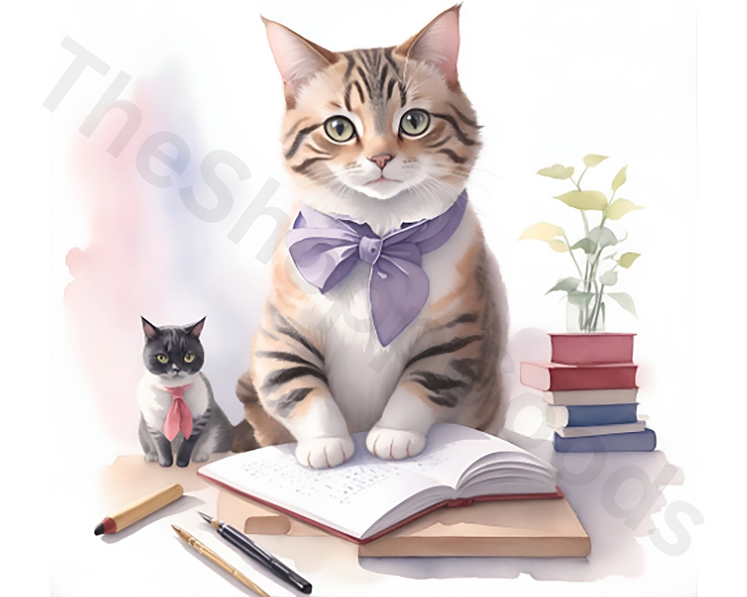 Teacher Cats Clipart Bundle, 10 High Quality Jpgs, Back to School ...