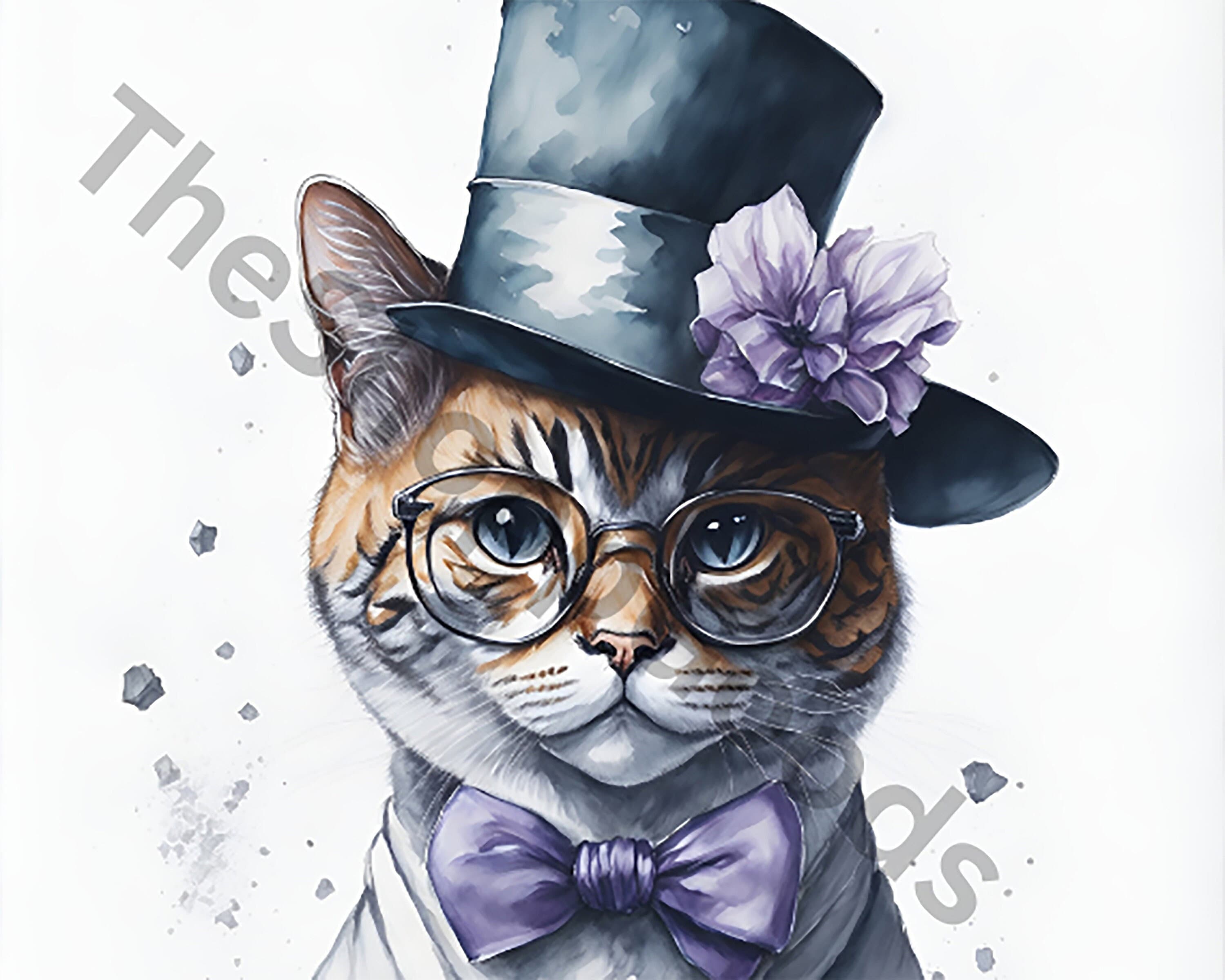 Cats Wearing Glasses Clipart Bundle, 10 Transparent Pngs, Cat Clipart ...