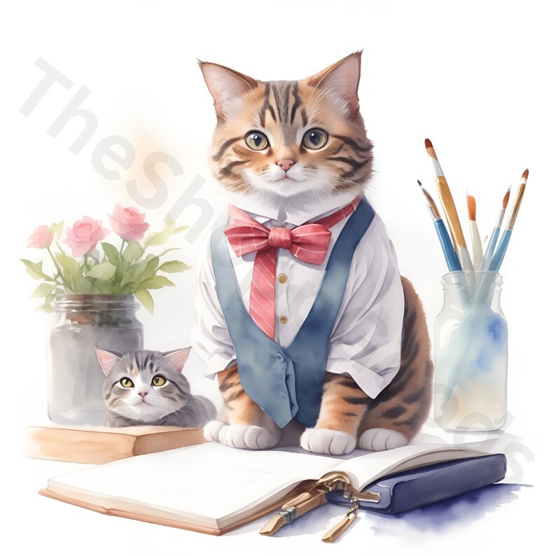 Teacher Cats Clipart Bundle, 10 High Quality Jpgs, Back to School ...