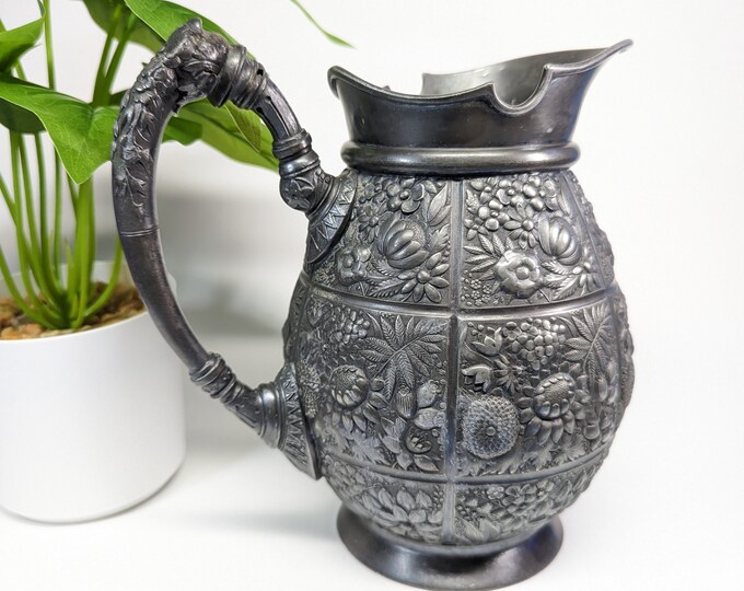 Antique Blackened Silver Gothic Water Pitcher Meriden Britannia - Etsy