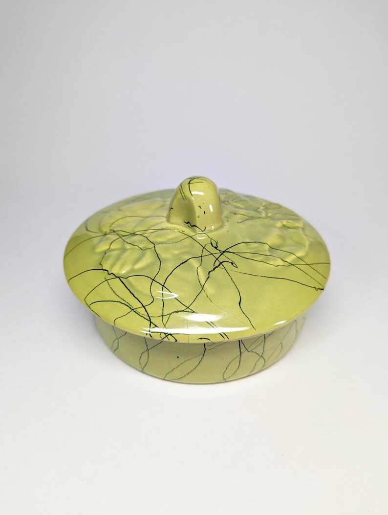 Vintage MCM Lime Green Ceramic Container Cookie Jar Candy Dish Drip ...