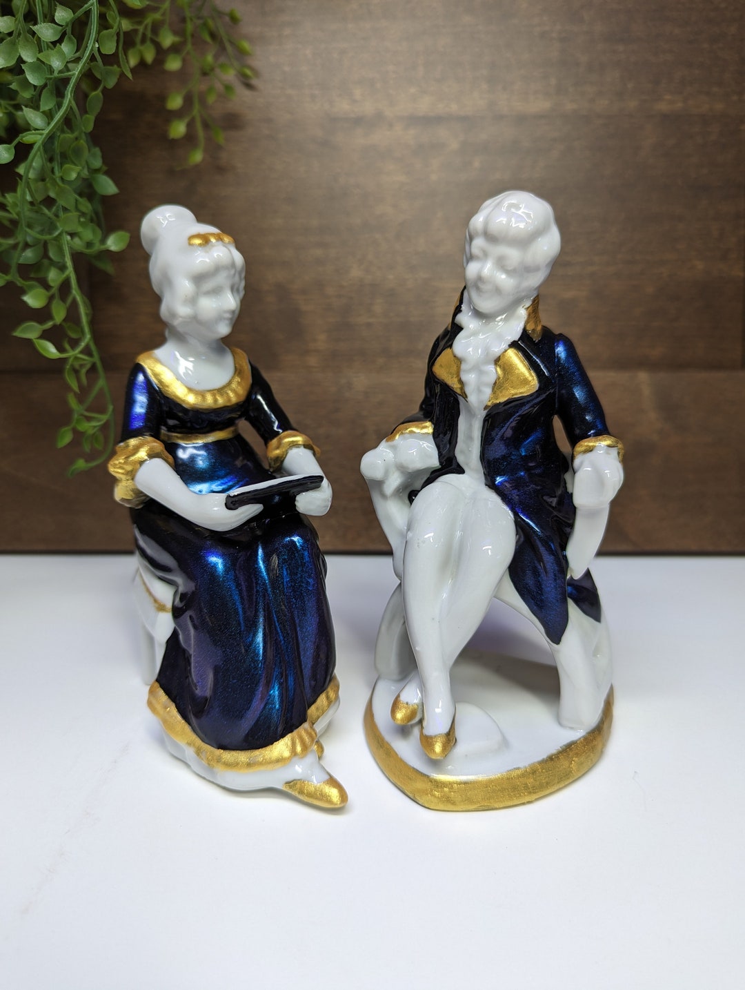 French Colonial Style Seated Couple Porcelain Figurines Custom Painted ...