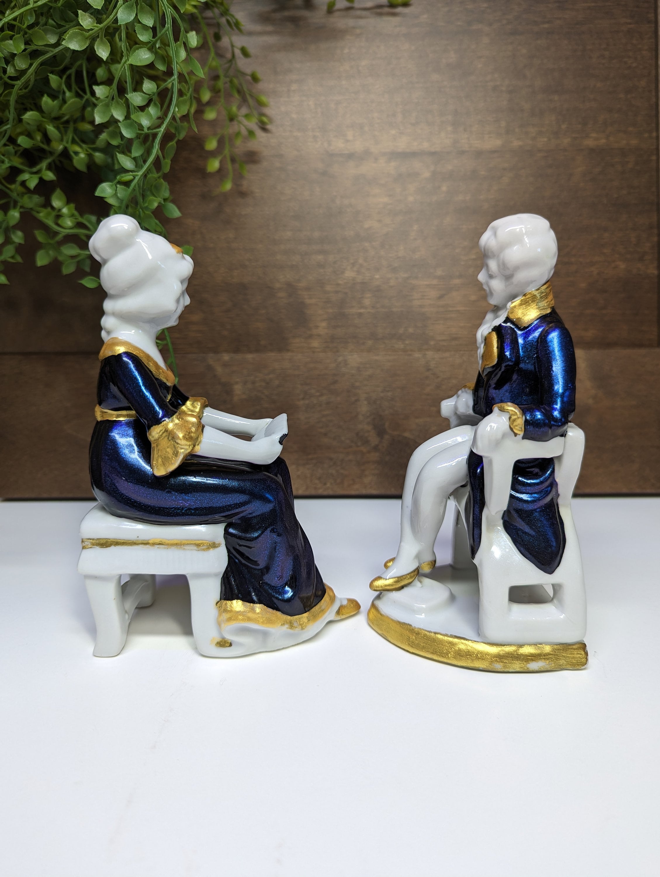 French Colonial Style Seated Couple Porcelain Figurines Custom Painted ...