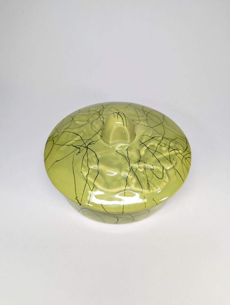 Vintage MCM Lime Green Ceramic Container Cookie Jar Candy Dish Drip ...