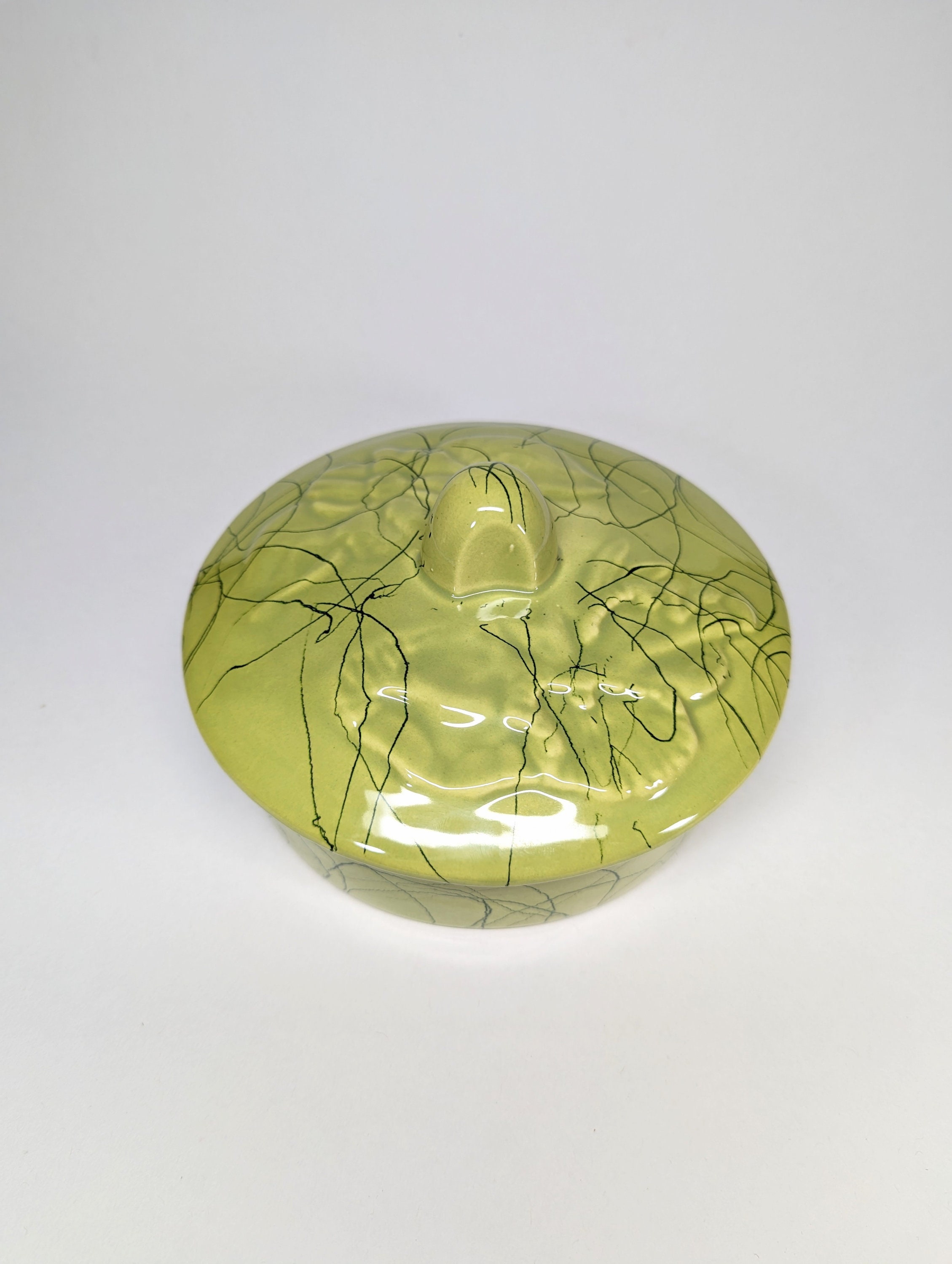 Vintage MCM Lime Green Ceramic Container Cookie Jar Candy Dish Drip ...