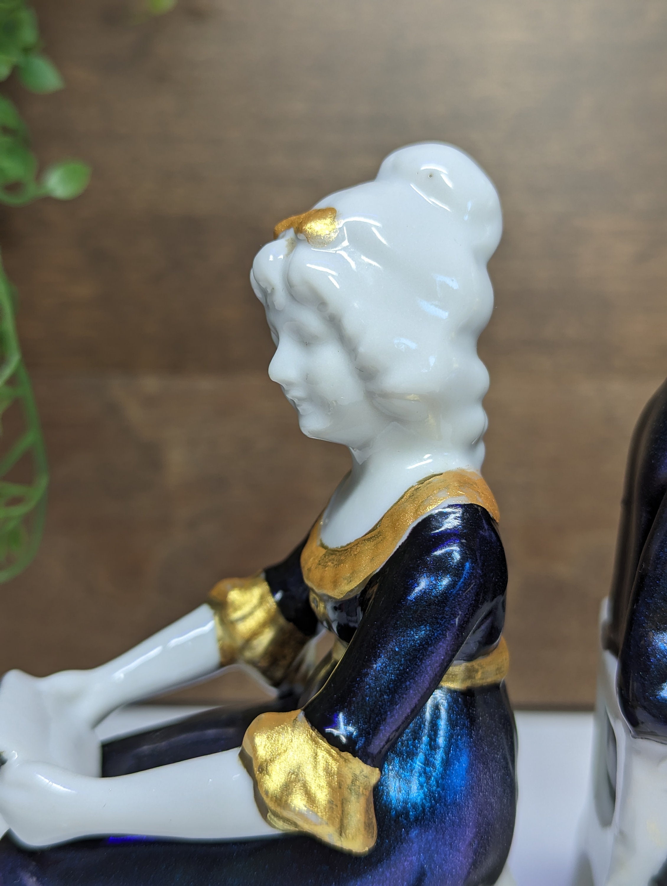 French Colonial Style Seated Couple Porcelain Figurines Custom Painted ...