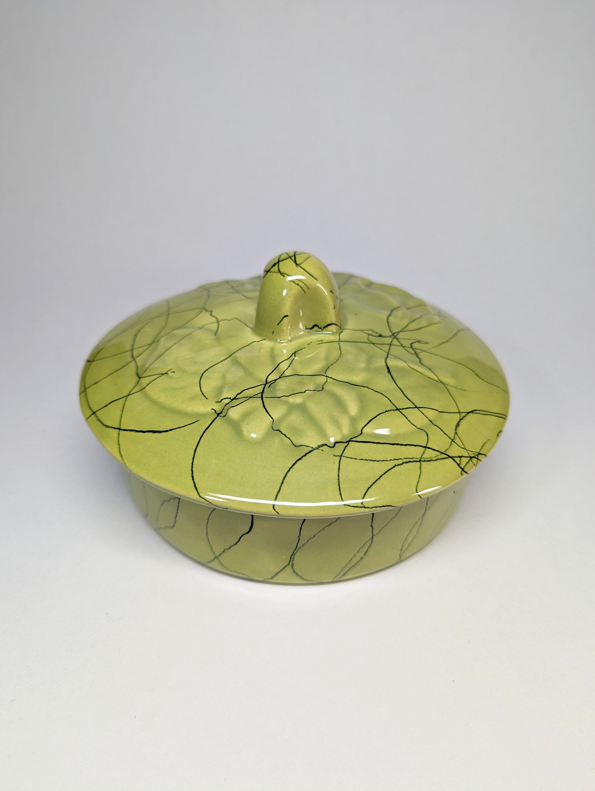 Vintage MCM Lime Green Ceramic Container Cookie Jar Candy Dish Drip ...