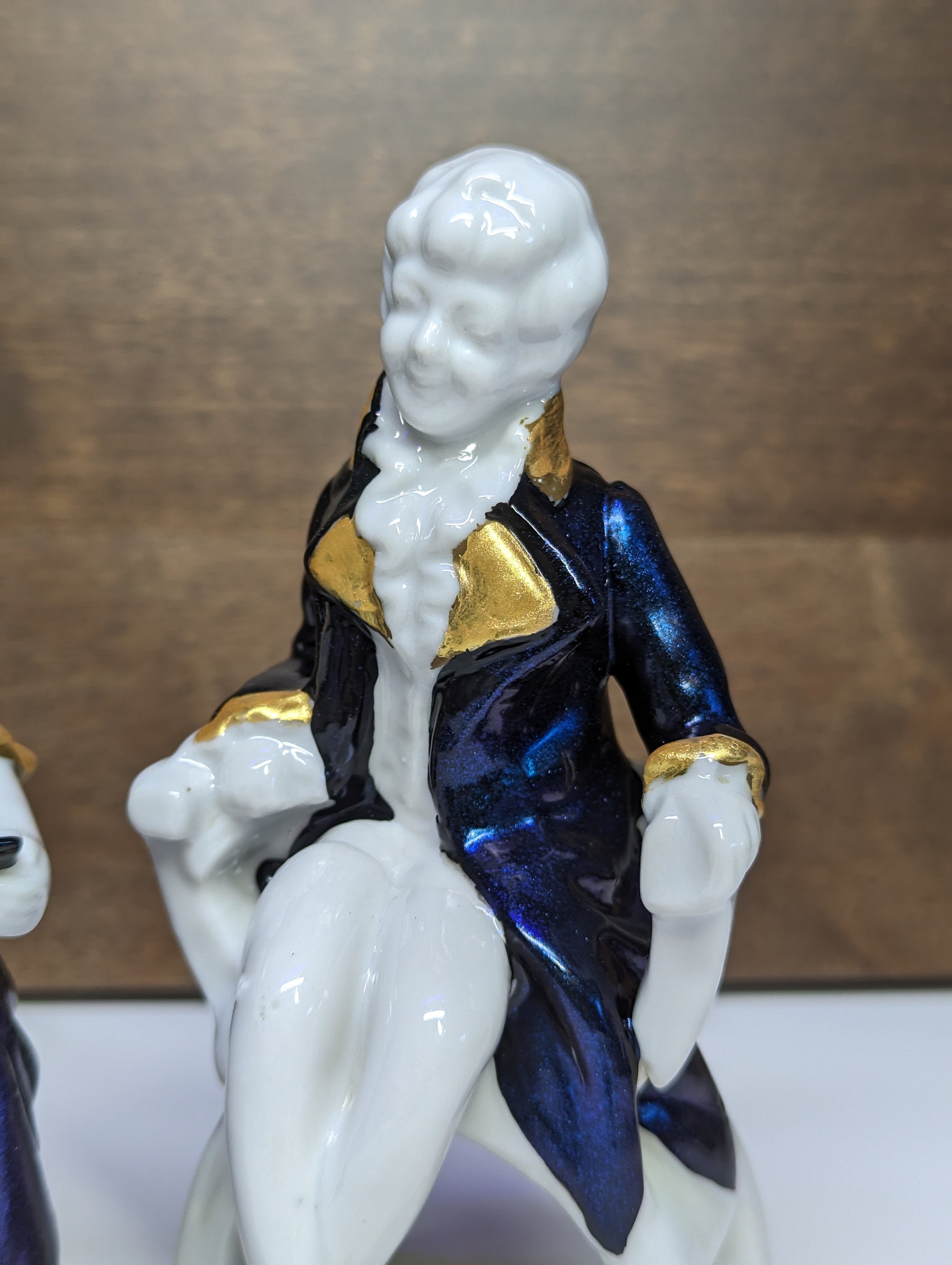 French Colonial Style Seated Couple Porcelain Figurines Custom Painted ...