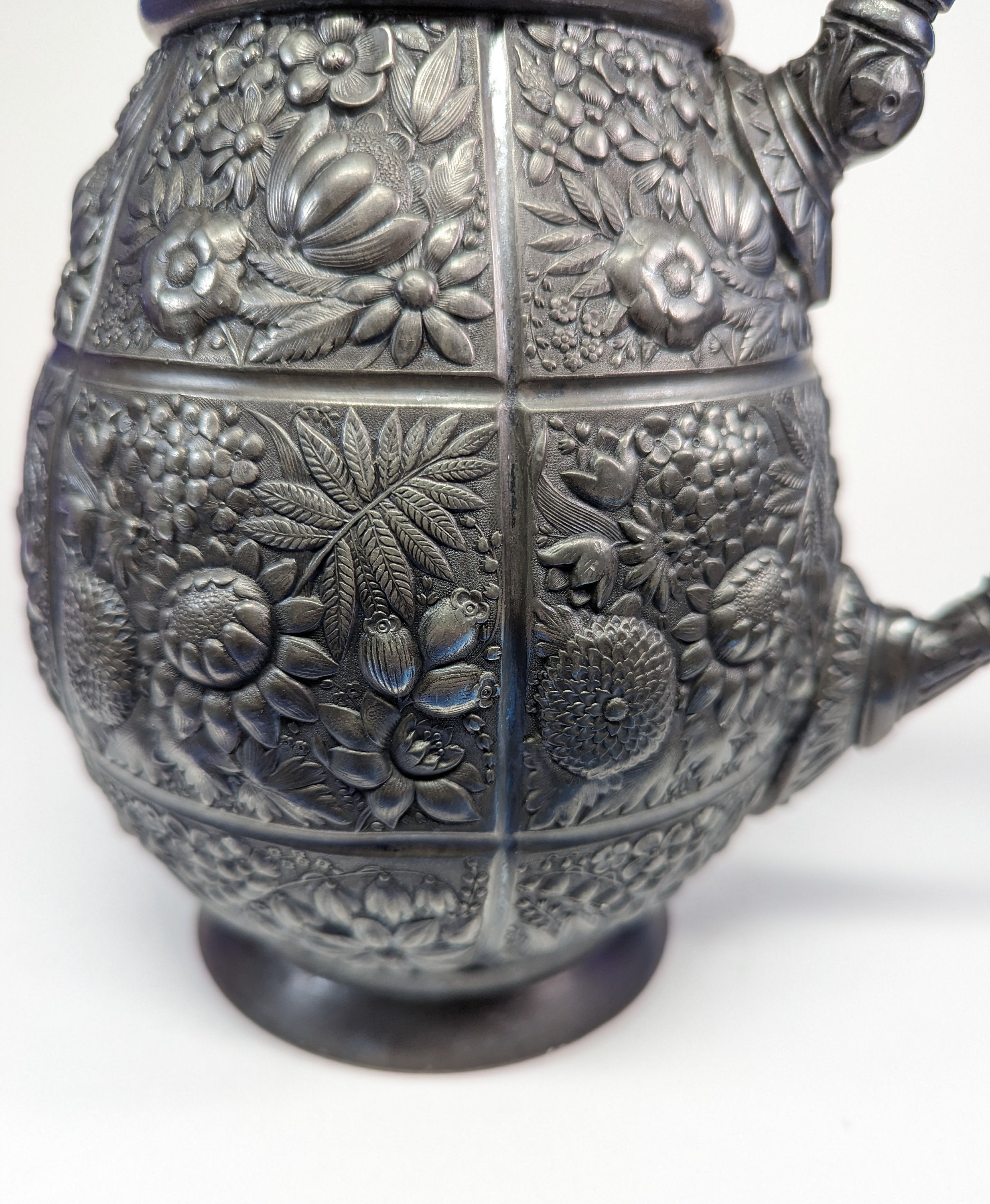 Antique Blackened Silver Gothic Water Pitcher Meriden Britannia - Etsy