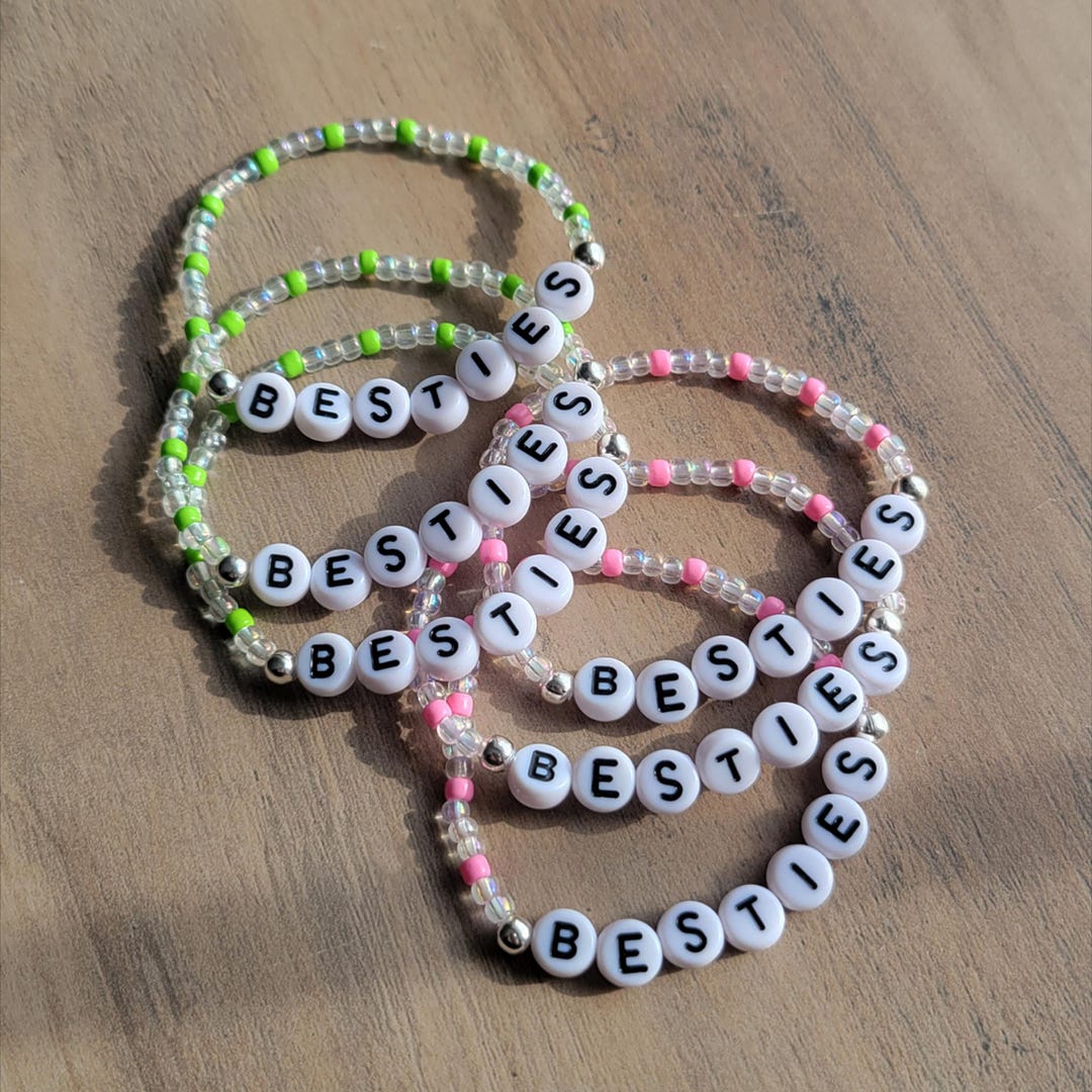 Pink & Green Besties Bracelet Set Pack of 6 - Etsy