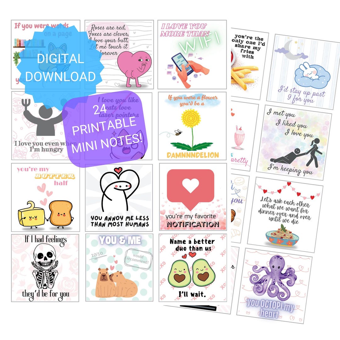 Love Notes for Couples | Cute and Funny Mini Messages | 24 Notes - Etsy