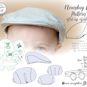 Baby Newsboy Cap Pattern, Flat Cap Pattern, Baptism Boys Hat and Bow ...