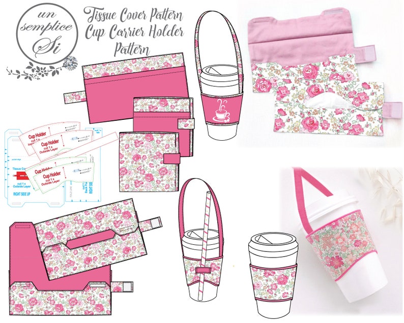 Tissue Cover Pattern, Cup Carrier Holder, Cup Sleeve, Reversible Coffee ...