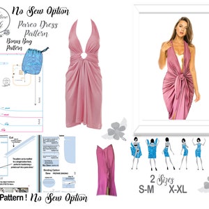 MULTIWAY Beach Cover up PATTERN, No Sew Beach Wrap Pattern , Pareo ...