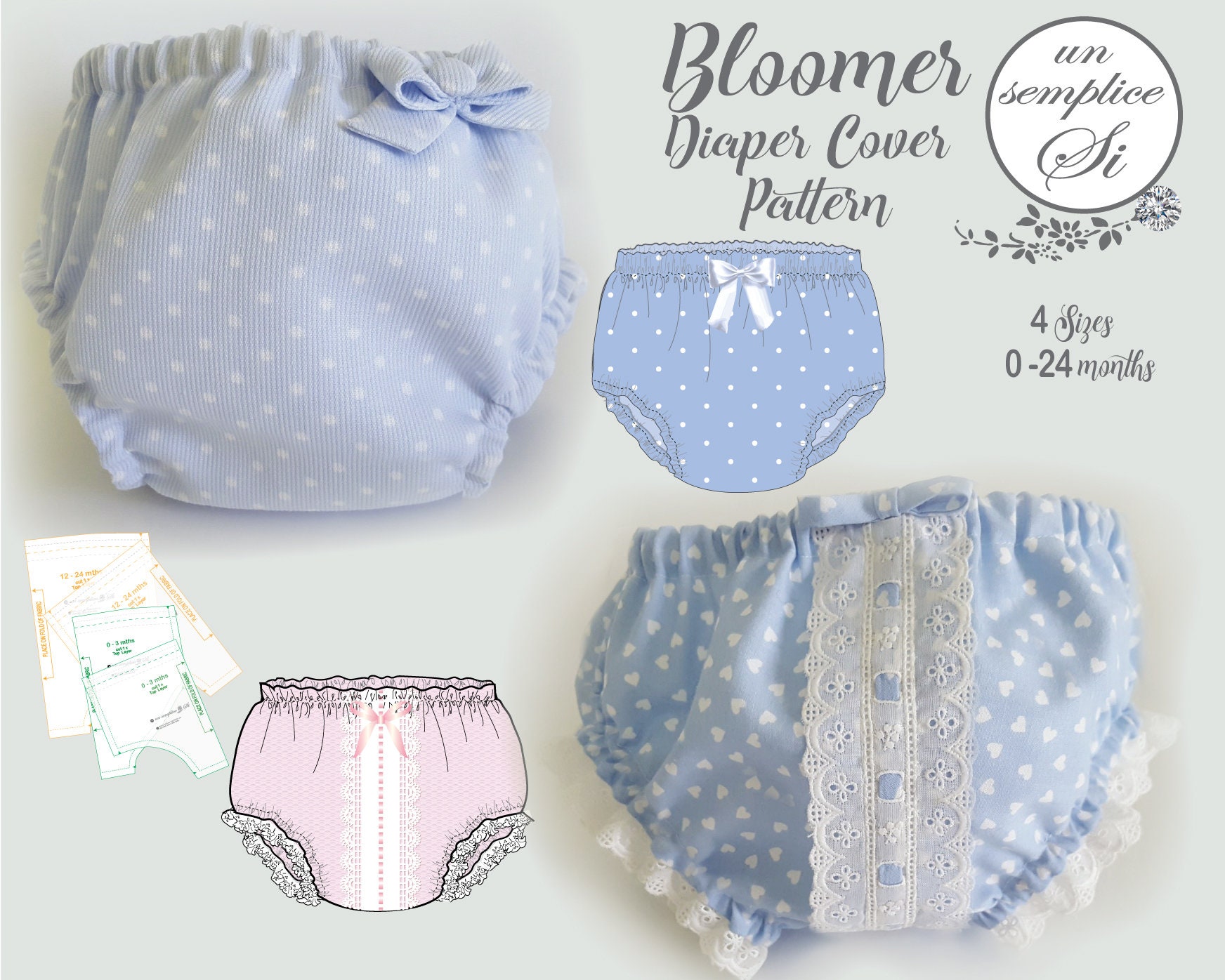 Bloomer Diaper Cover PDF Sewing Pattern: Heirloom Christening Design (0 ...