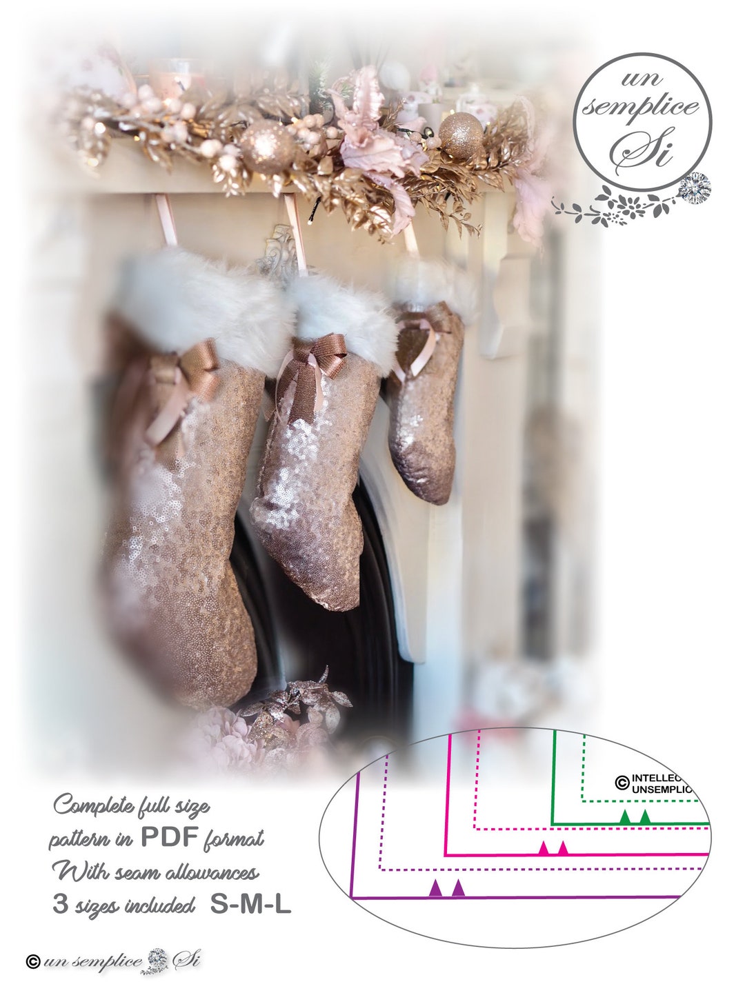 Christmas Stocking PDF Sewing Pattern, Christmas Stocking PATTERN, 3 ...